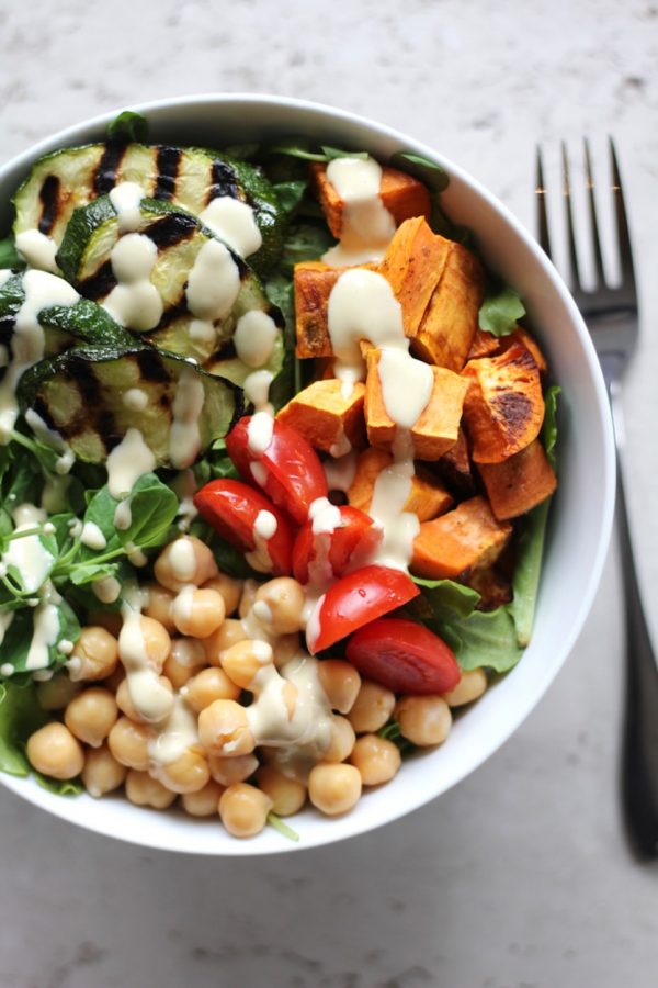 Power Bowl with Garlic Tahini Dressing - Stephanie Kay Nutrition