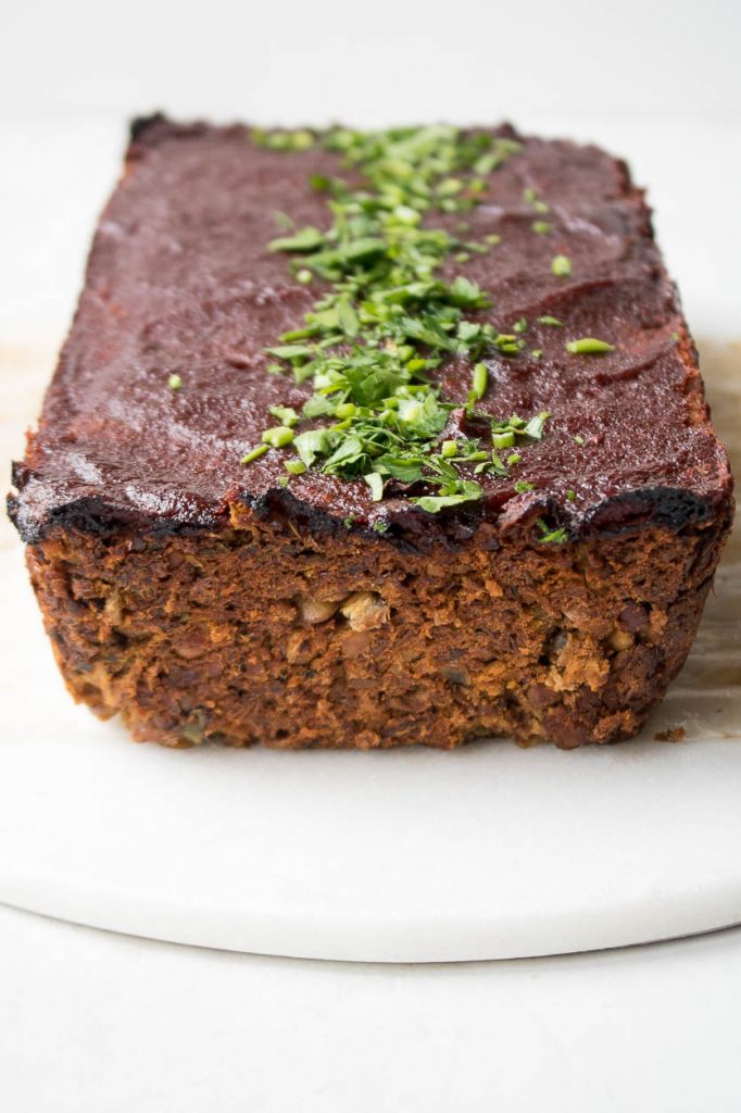 Mushroom Lentil Loaf with Maple Glaze - Stephanie Kay Nutrtion