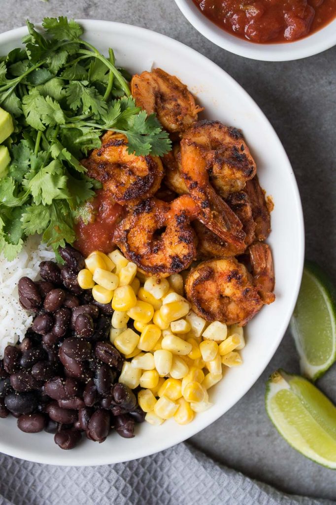 Shrimp Burrito Bowls (30 Minutes!) - Stephanie Kay Nutrition