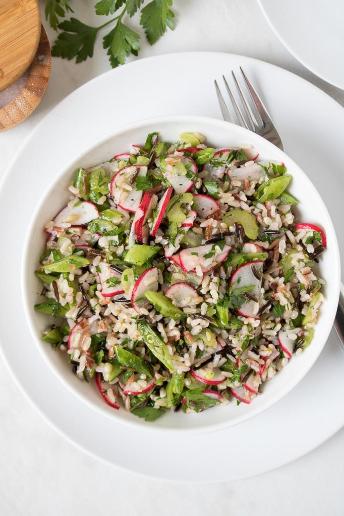 Wild Rice Salad with Radishes and Snap Peas - Stephanie Kay Nutrition