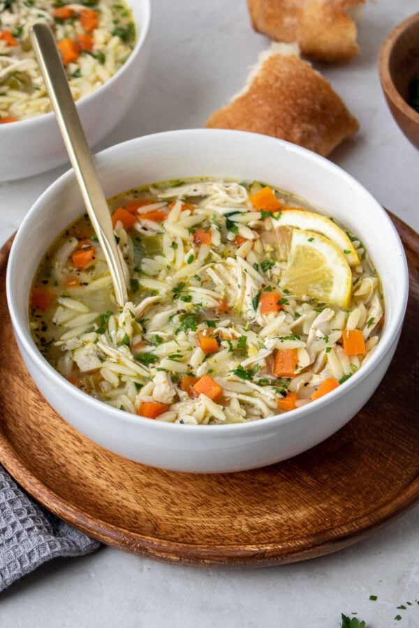 Lemon Chicken Orzo Soup - Stephanie Kay Nutrition