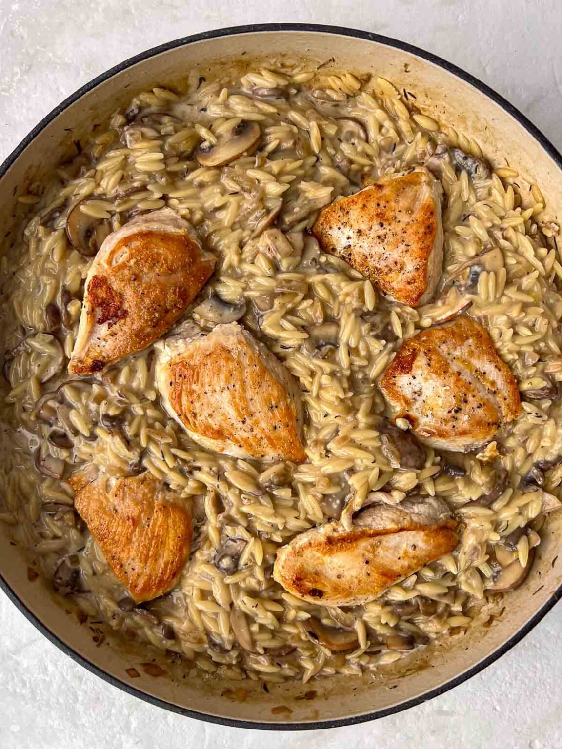Chicken Mushroom Orzo - Stephanie Kay Nutrition