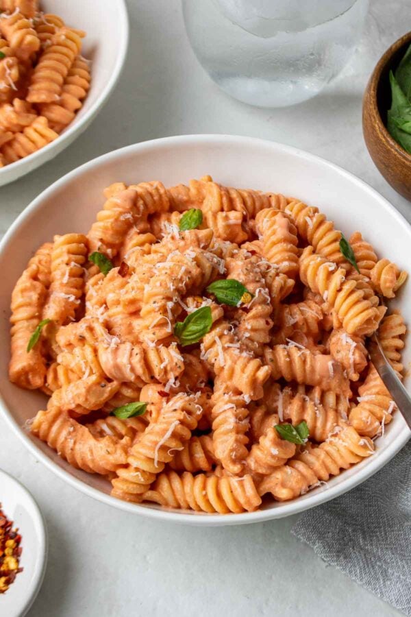 Tomato Cottage Cheese Pasta - Stephanie Kay Nutrition