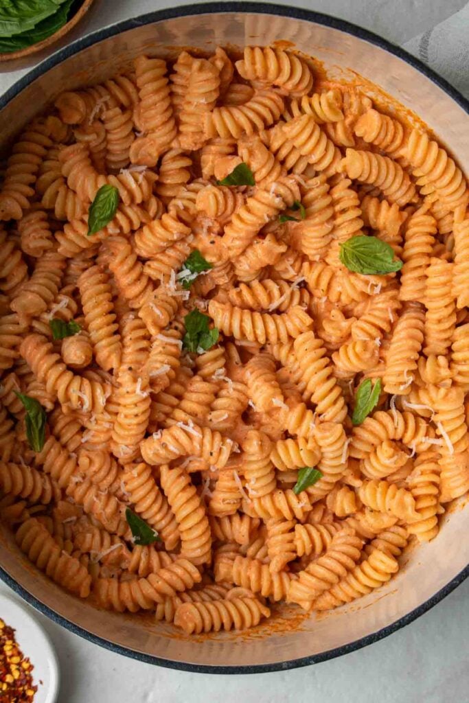 Tomato Cottage Cheese Pasta - Stephanie Kay Nutrition