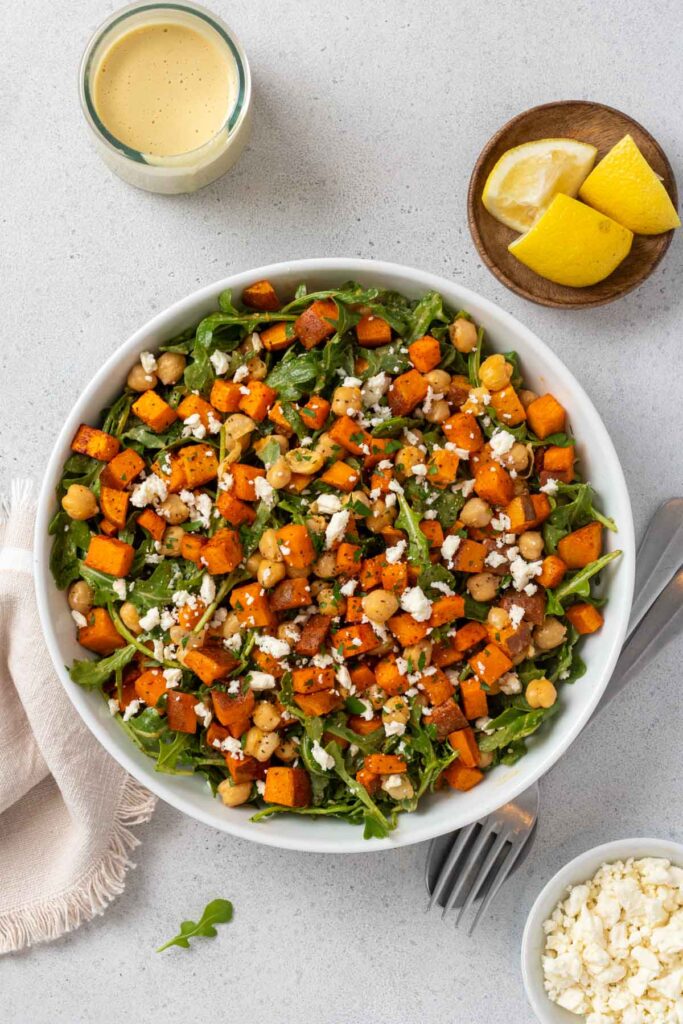 Roasted Sweet Potato and Chickpea Salad - Stephanie Kay Nutrition