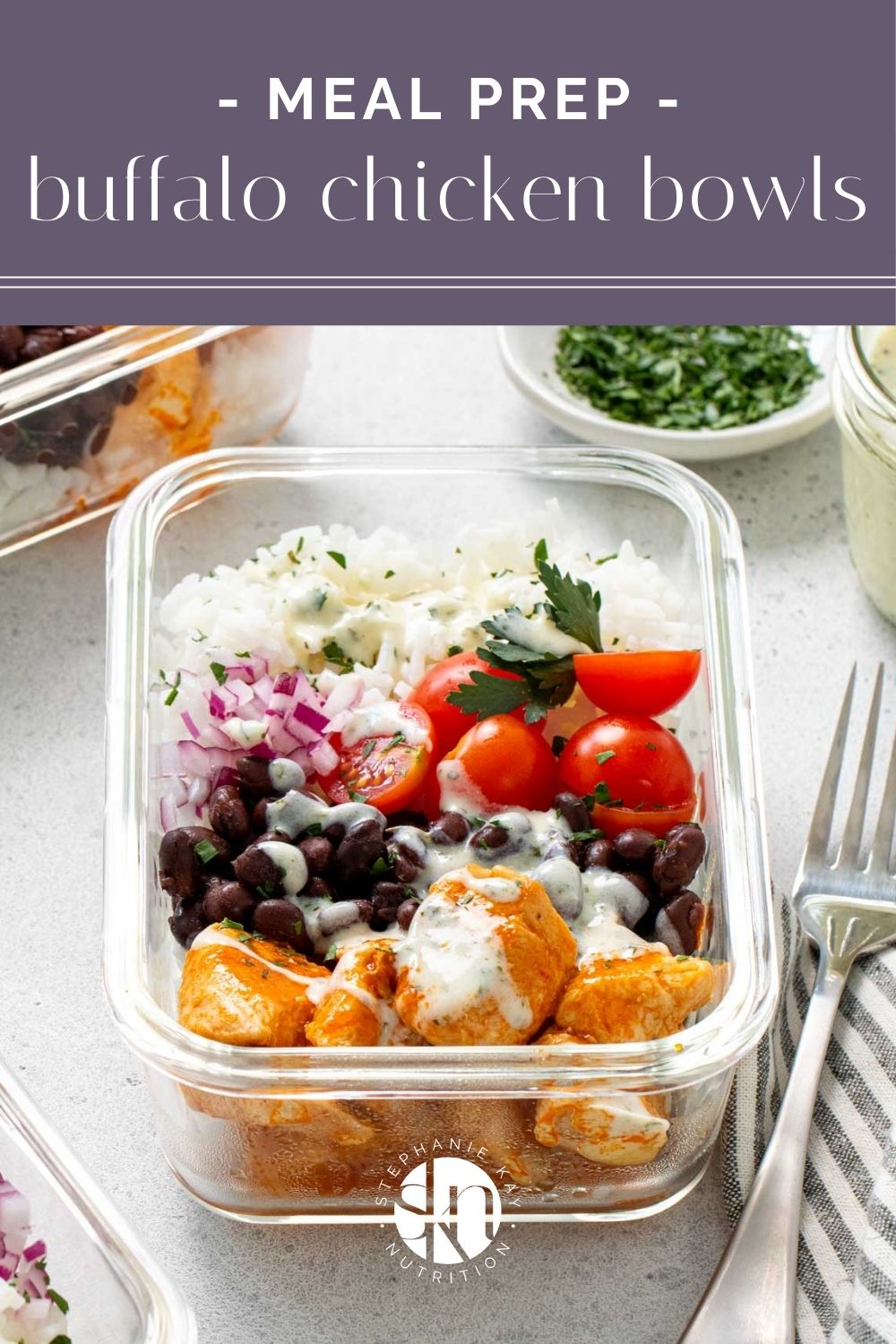 Buffalo Chicken Meal Prep Bowls - Stephanie Kay Nutrition
