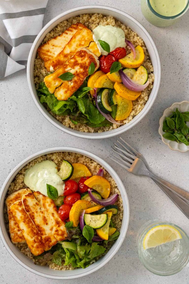 Sheet Pan Halloumi Bowls - Stephanie Kay Nutrition